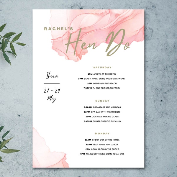 Hens Weekend Invitation With Wavy Border | Orange & Pink Bachelorette ...