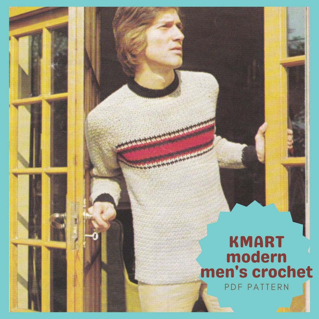 Men's Modern Crochet Jumper - Kmart Patterns - Etsy