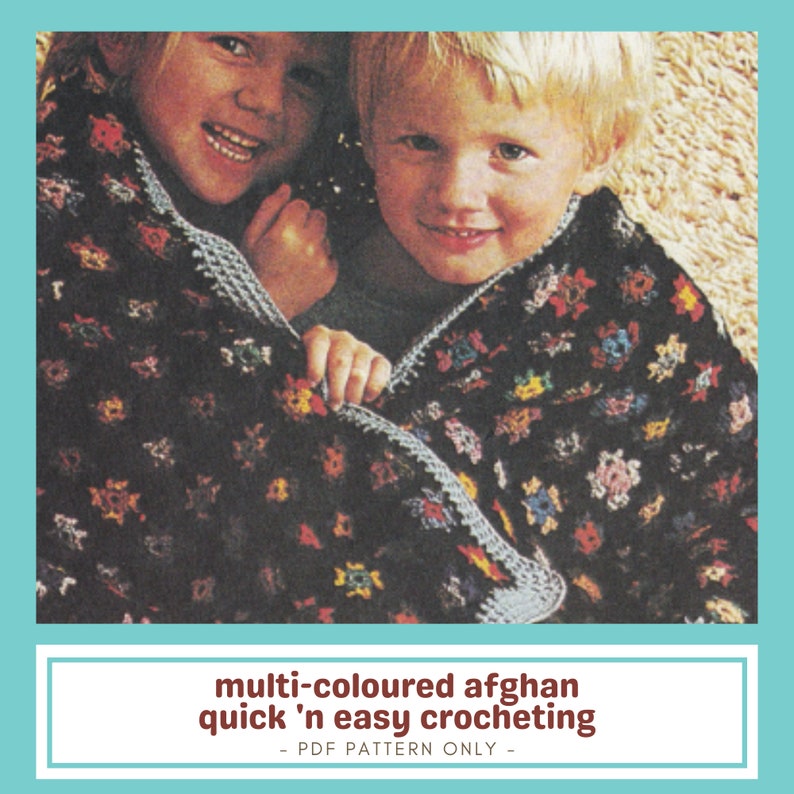 Multi-coloured Afghan Crochet Pattern Quick 'n Easy Crochet Retro ...