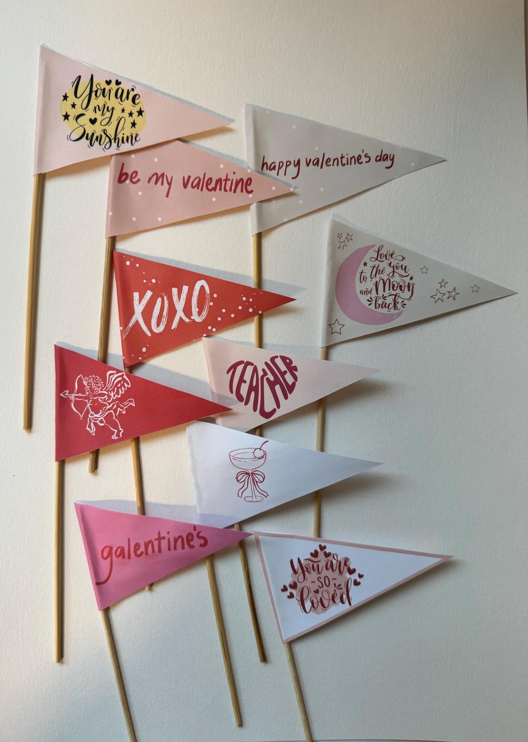 Set of 12 Valentine Pennant Flags Canva Template & PDF – Fun and Unique ...