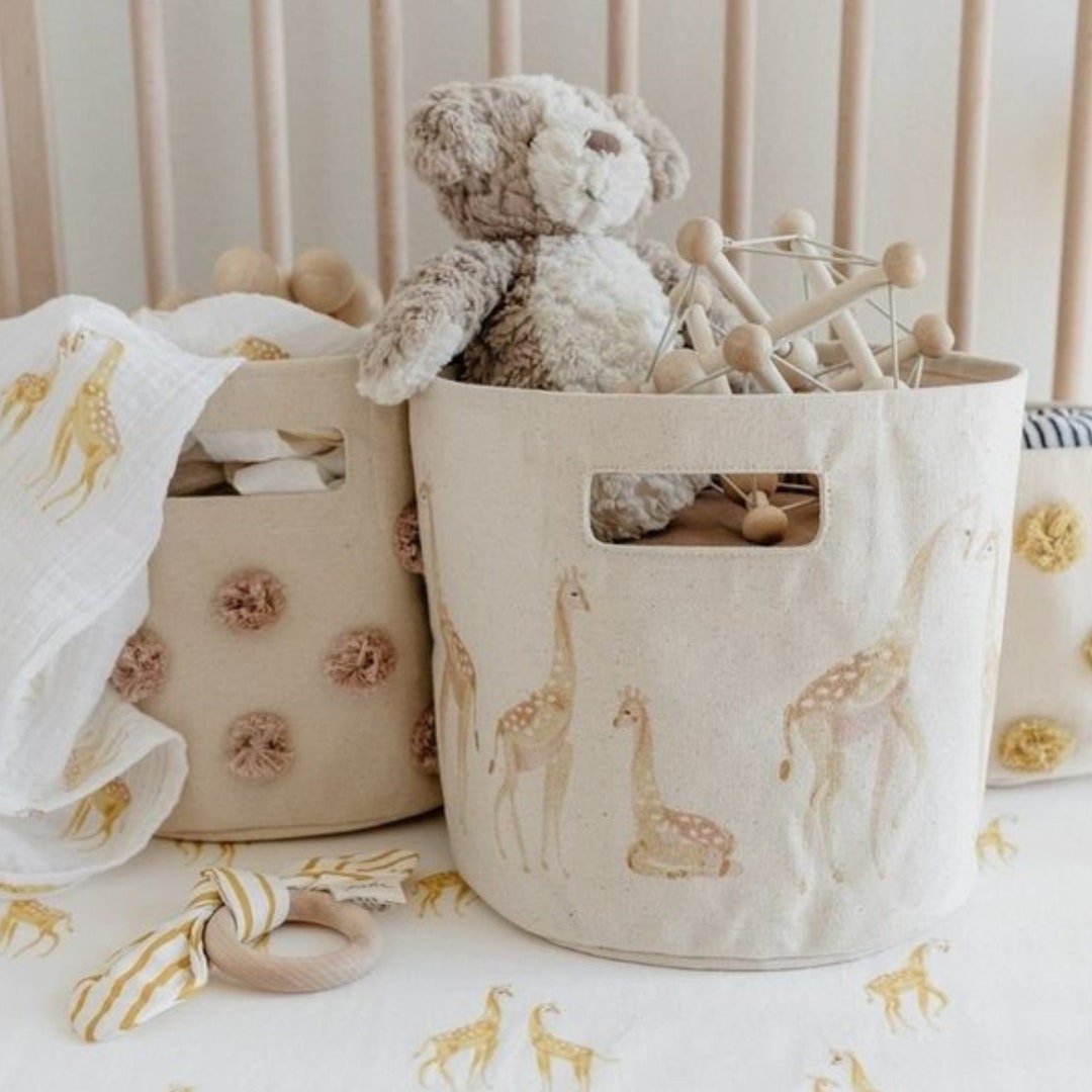 Sewing Pattern Pehr Nursery Fabric Storage Bin Pint Basket Canvas DIY ...