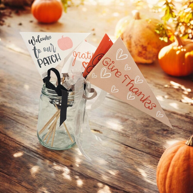 Thanksgiving Pennant Flag Printable Digital File, Set of 12 ...