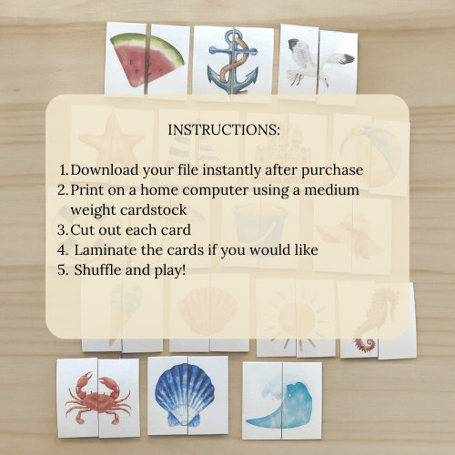 Beach Matching Game , Preschool Printable, Preschool Game ...