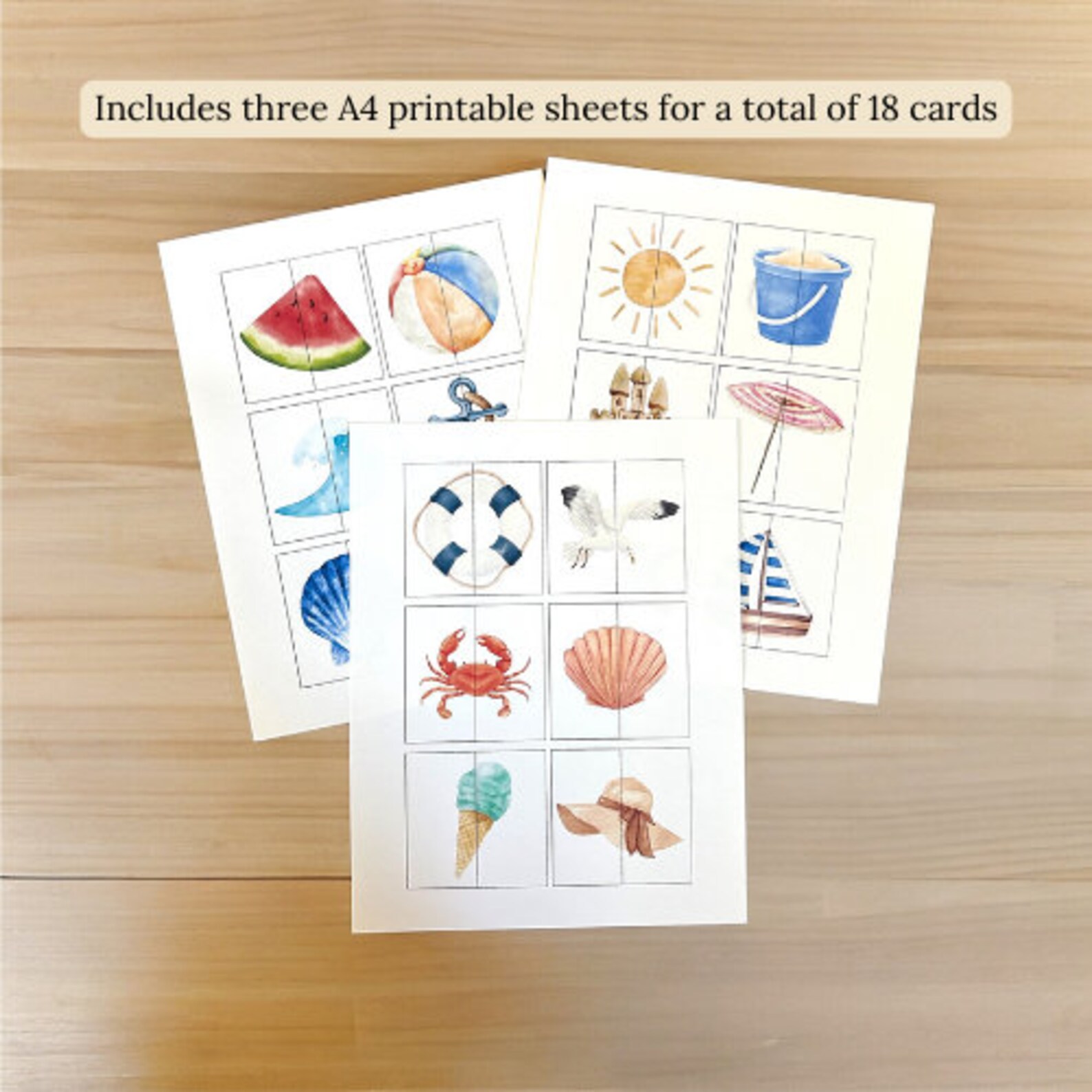 Beach Matching Game , Preschool Printable, Preschool Game ...