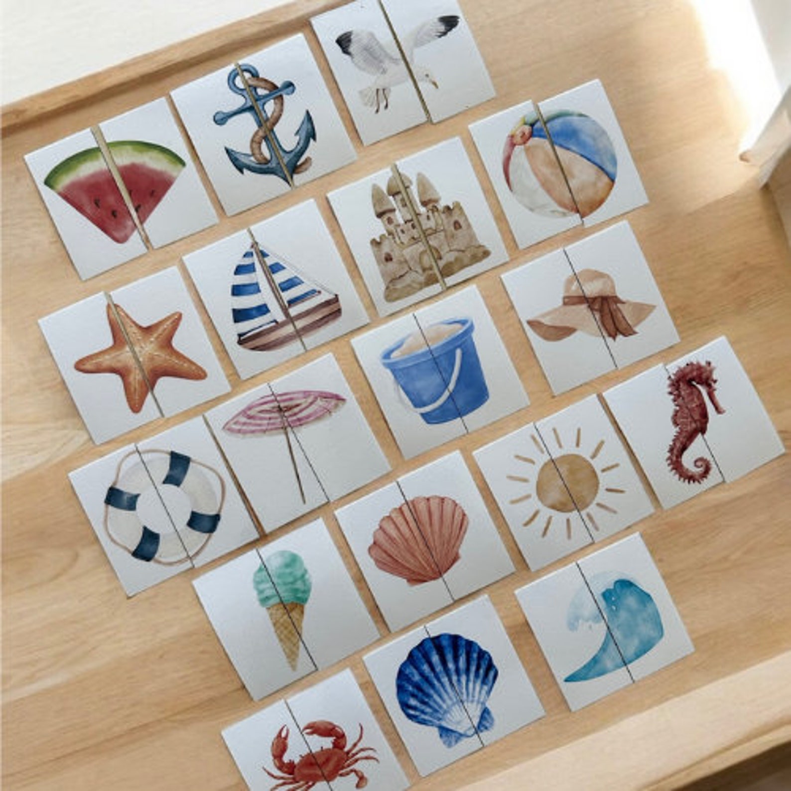 Beach Matching Game , Preschool Printable, Preschool Game ...