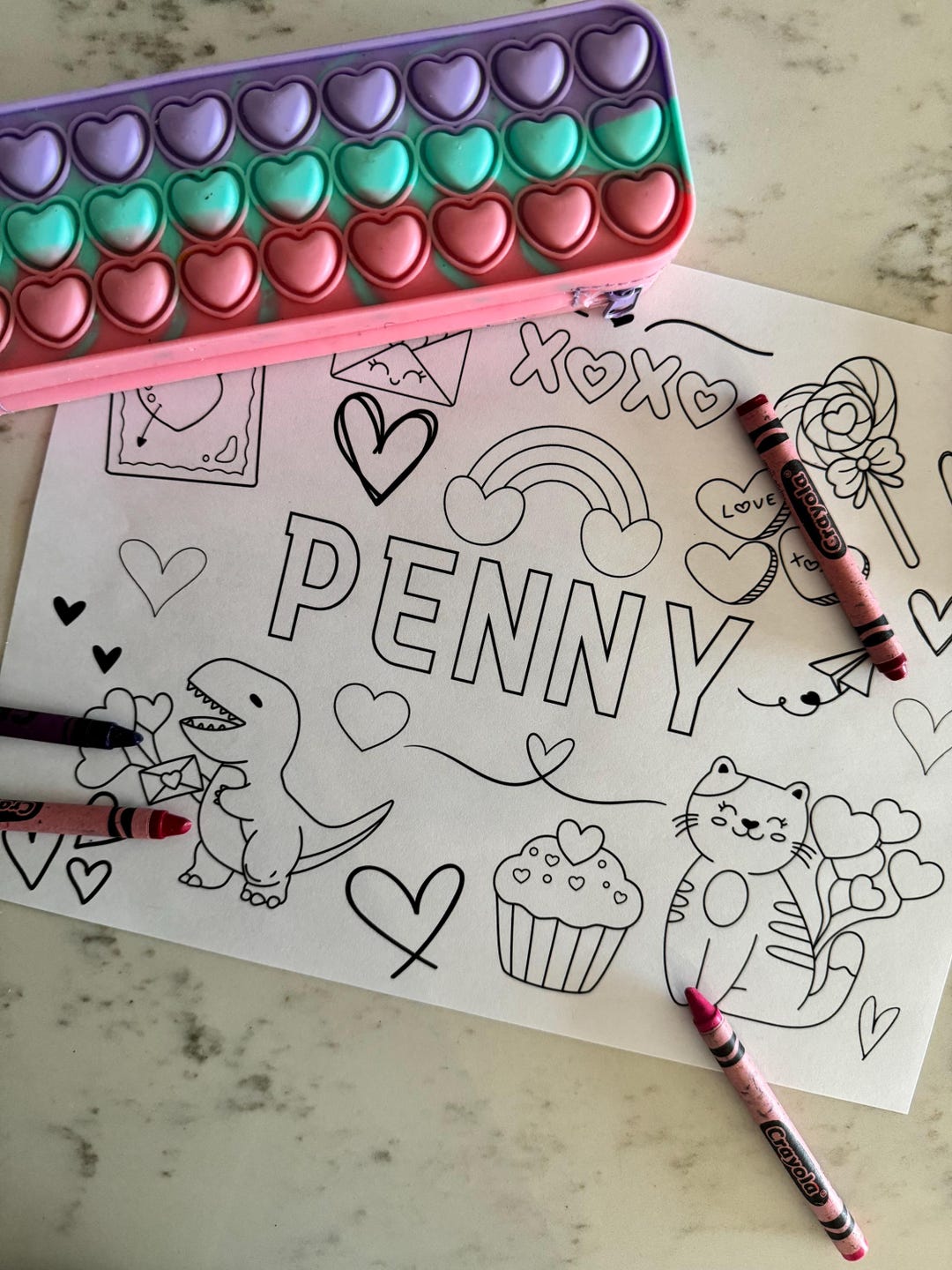Personalized Valentine Coloring Sheet: Canva Template (digital Download ...