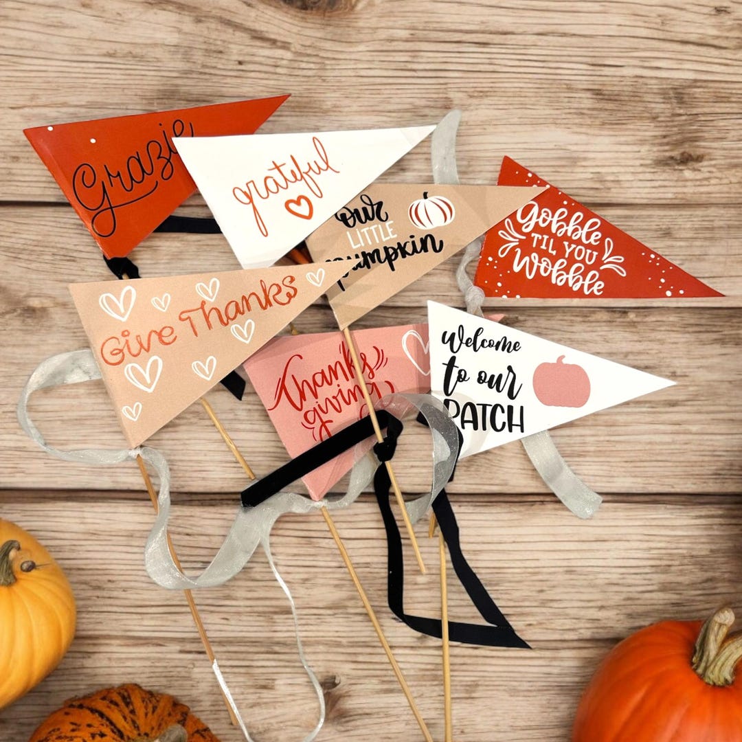 Thanksgiving Pennant Flag Printable Digital File, Set of 12 ...