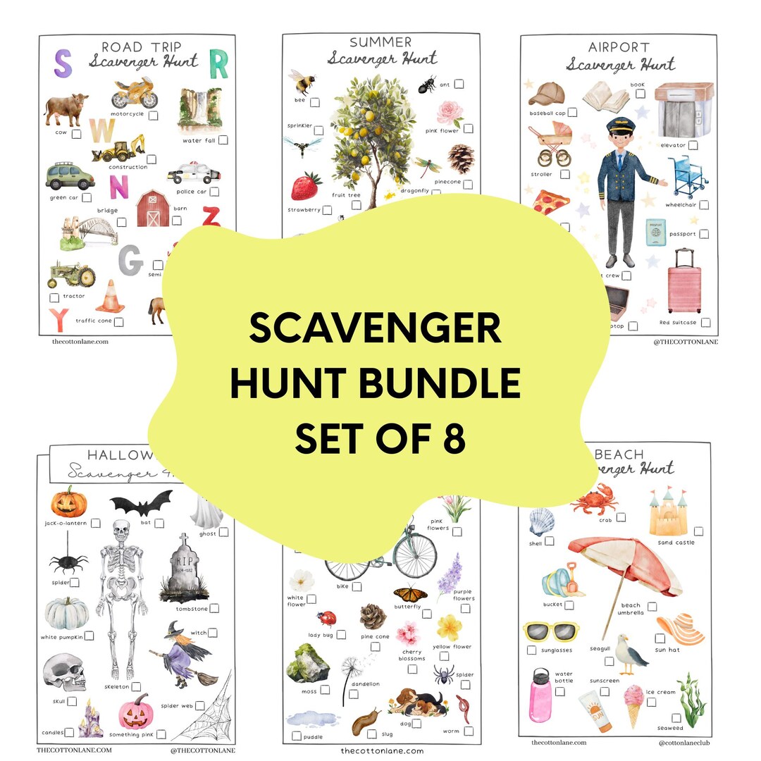 Printable Scavenger Hunt Bundle PDF Digital Scavenger Hunts for Kids ...