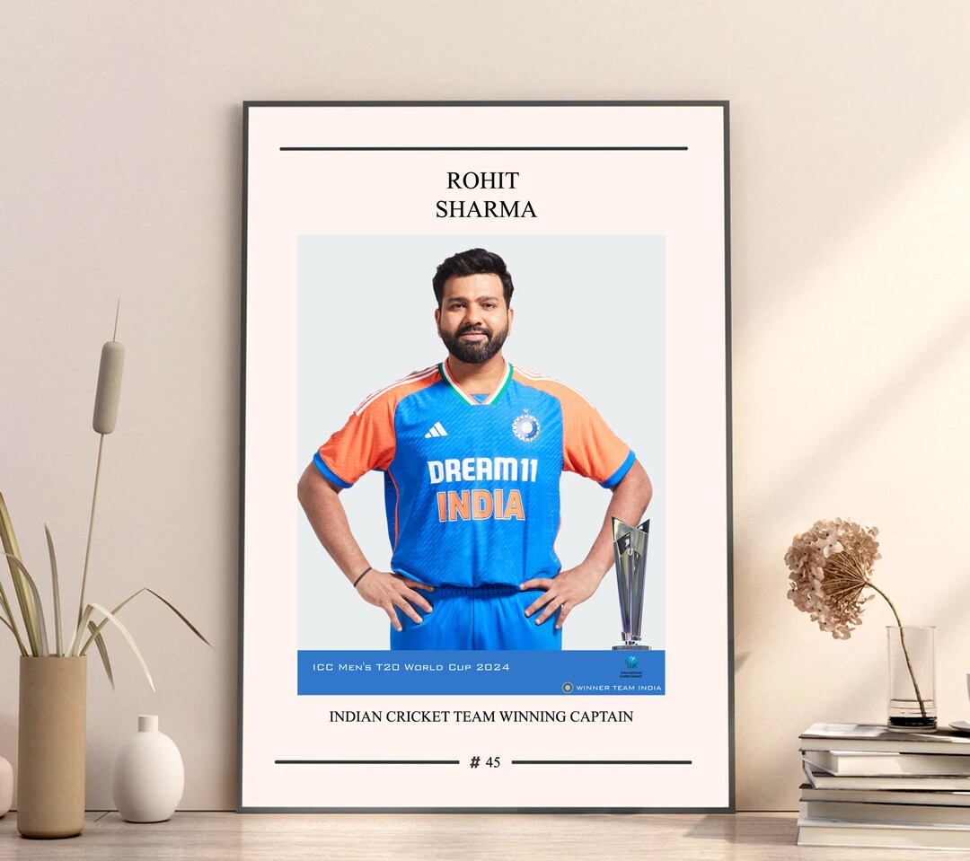 ROHIT Sharma Poster, Indian Cricket Print, Cricket Poster,sports Poster ...