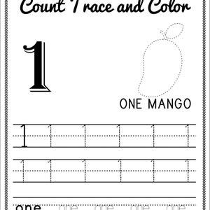 Count Trace and Color Worksheets Numbers 1-20 Great Activity - Etsy