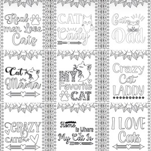 Cat Related Quotes for Coloring! 15 Pages Activity! - Etsy