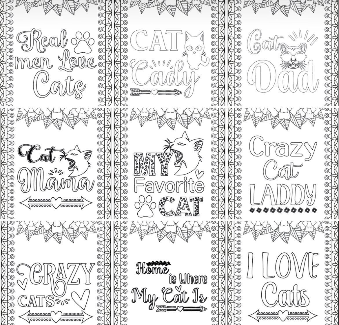 Cat Related Quotes for Coloring 15 Pages Activity - Etsy