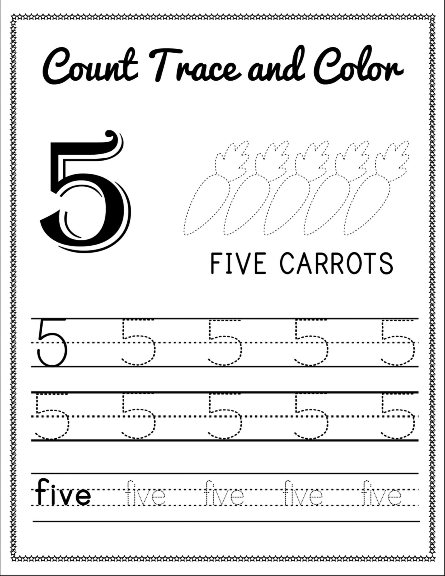 Count Trace and Color Worksheets Numbers 1-20 Great Activity for Back ...