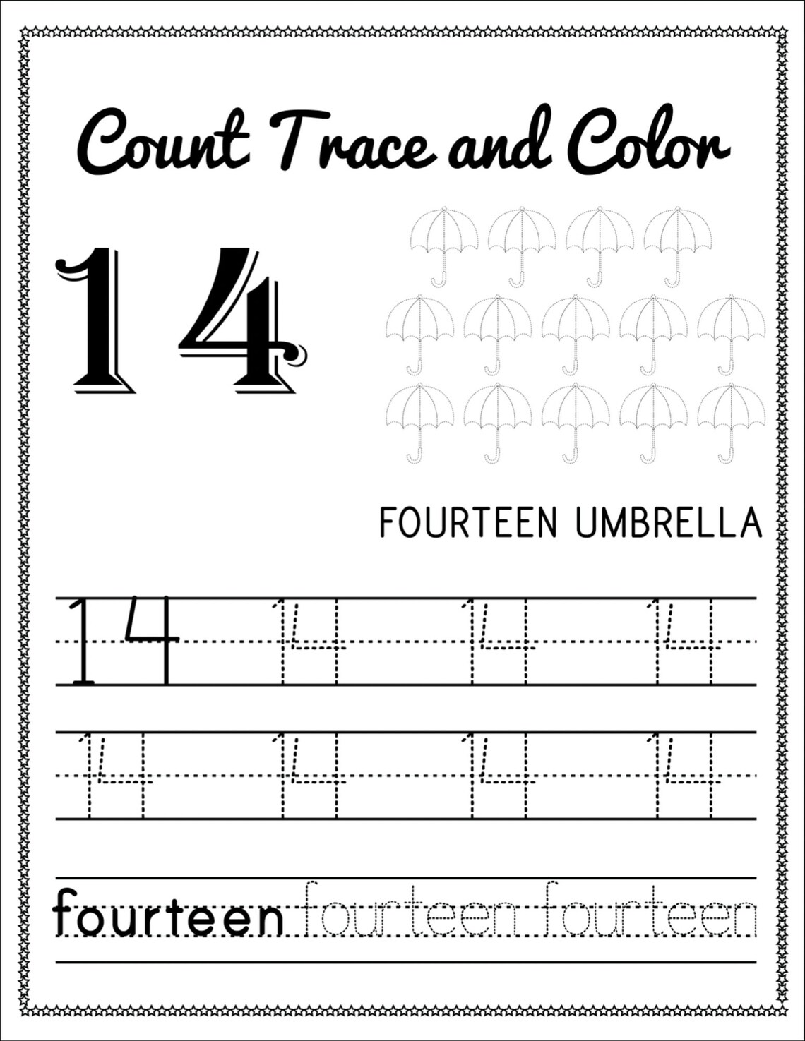 Count Trace and Color Worksheets Numbers 1-20 Great Activity - Etsy