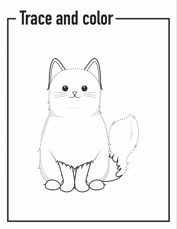 Trace and Color 36 Different Cute Animals - Etsy