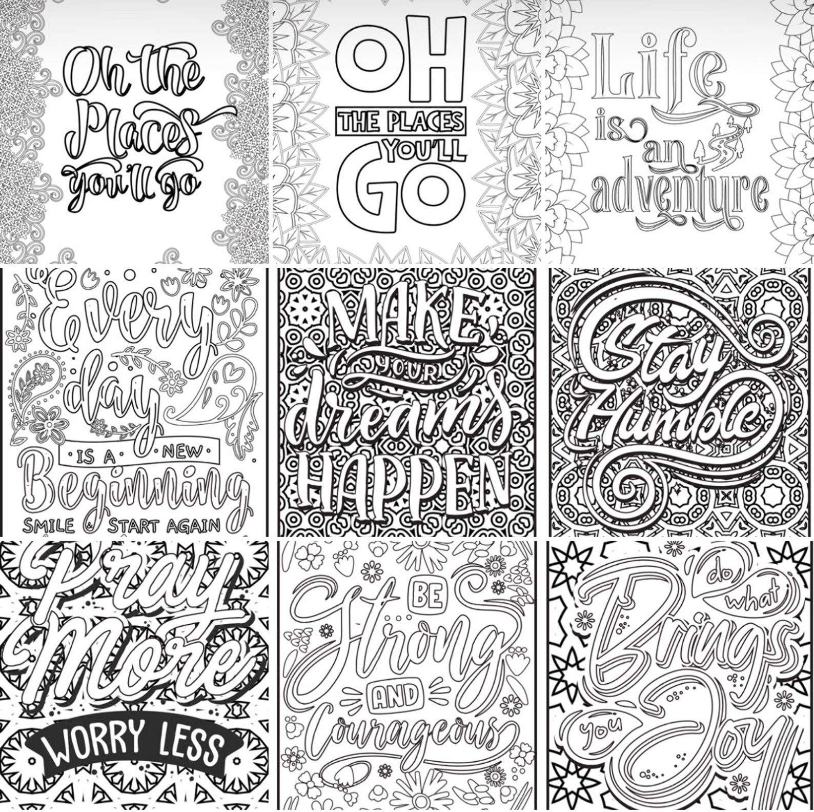 33 Pages of Fun Inspirational Quotes for Coloring Great - Etsy