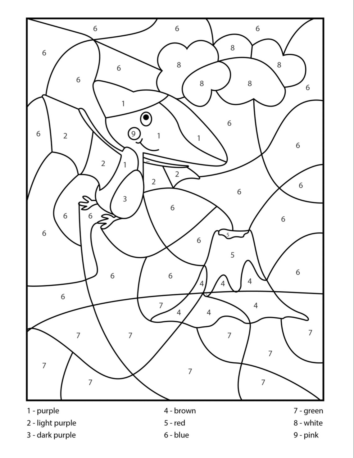 10 Color by Number Dinasours Activity for Kids! Digital Print Available ...