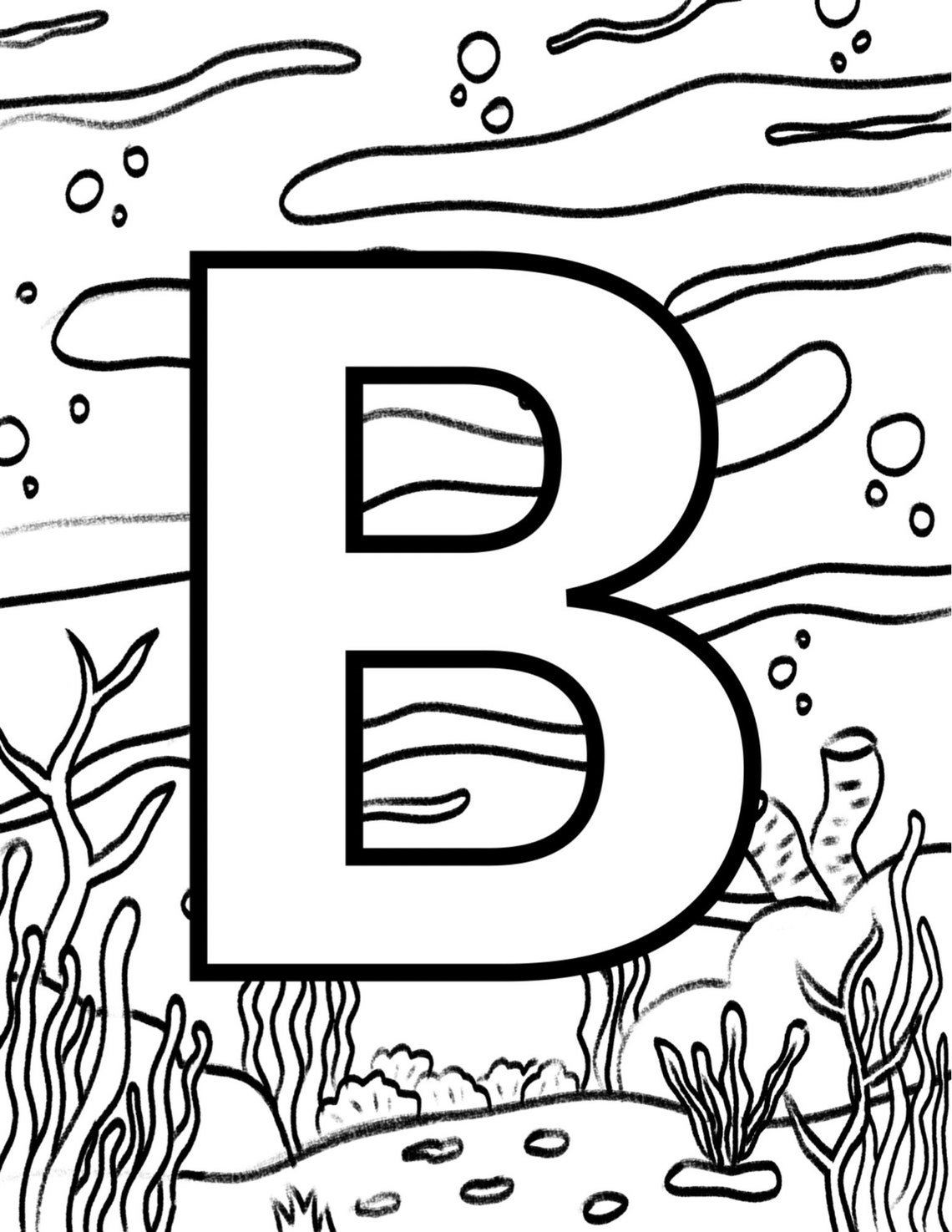 A-Z 26 Pages Underwater Themed Alphabet Coloring Pages for Kids ...