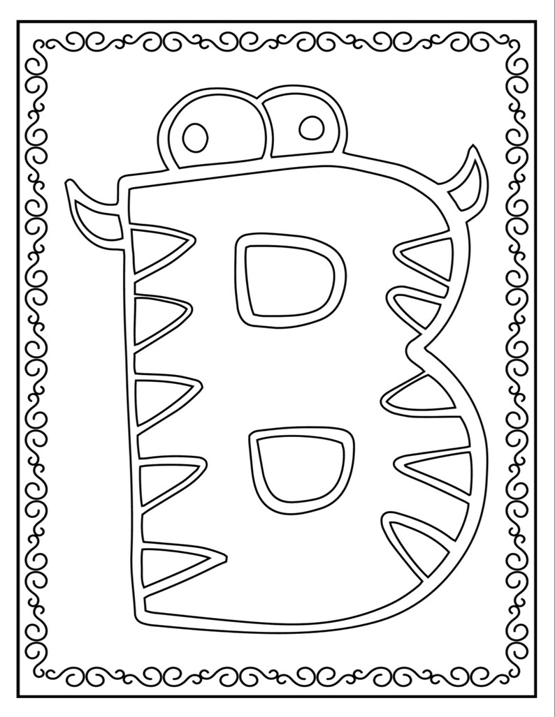 Monster Themed Alphabet A-Z Coloring Pages! - Etsy