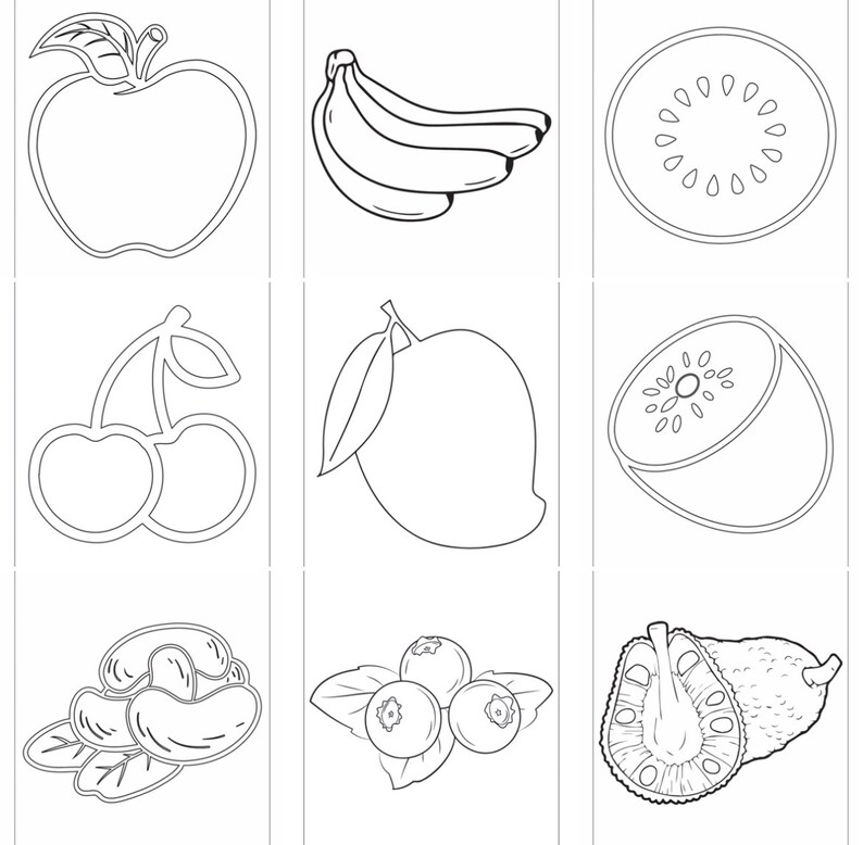 27 Pages of Different Fruits for Coloring Great Activity for - Etsy