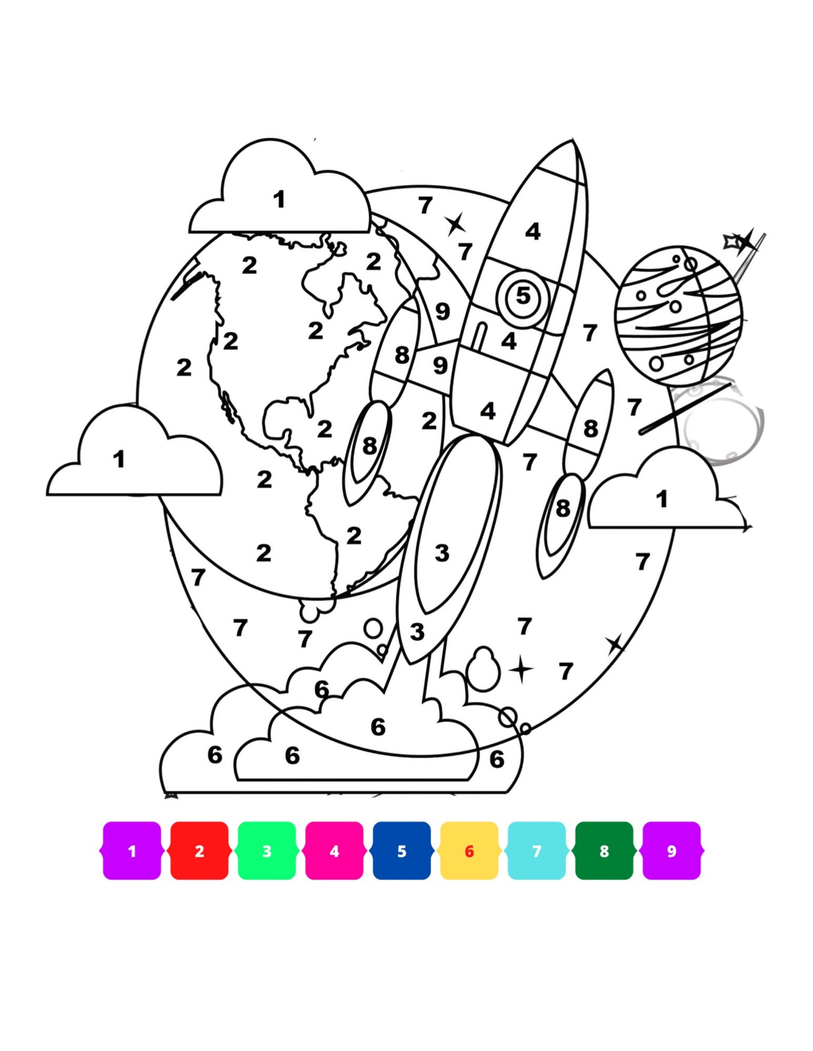 33 Pages of Space Themed Color by Numbers Worksheets! - Etsy