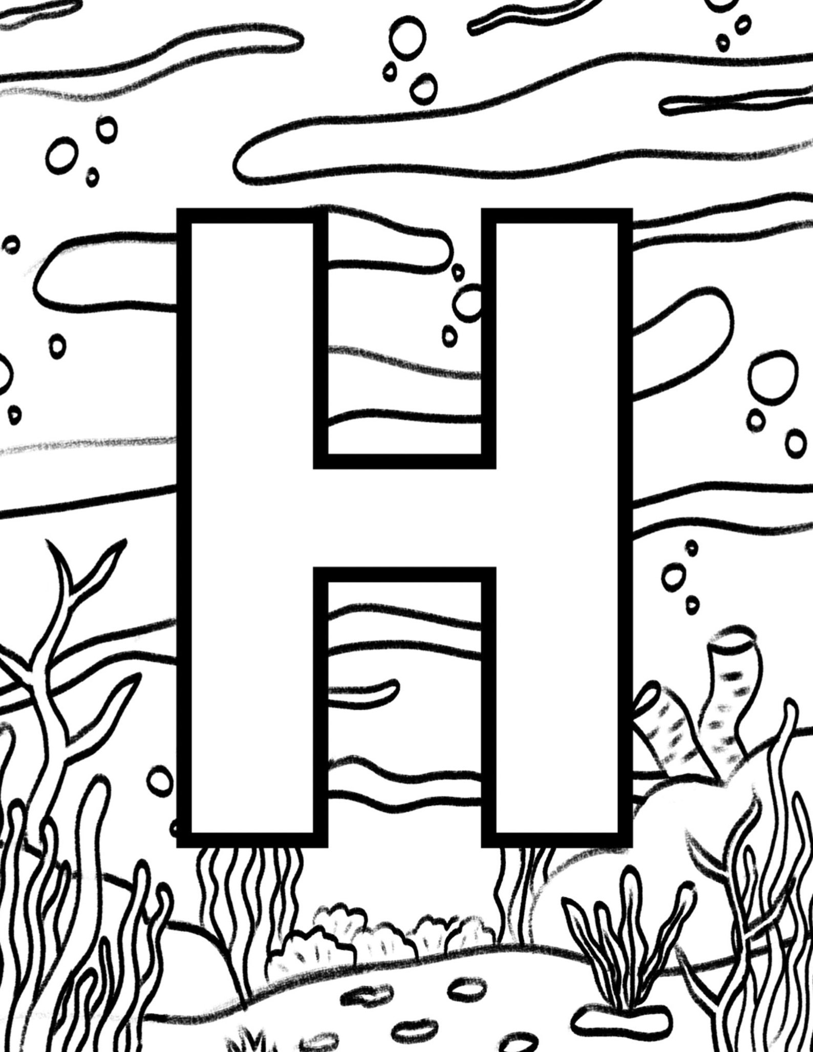 A-Z 26 Pages Underwater Themed Alphabet Coloring Pages for - Etsy