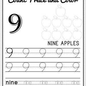 Count Trace and Color Worksheets Numbers 1-20! Great Activity for Back ...