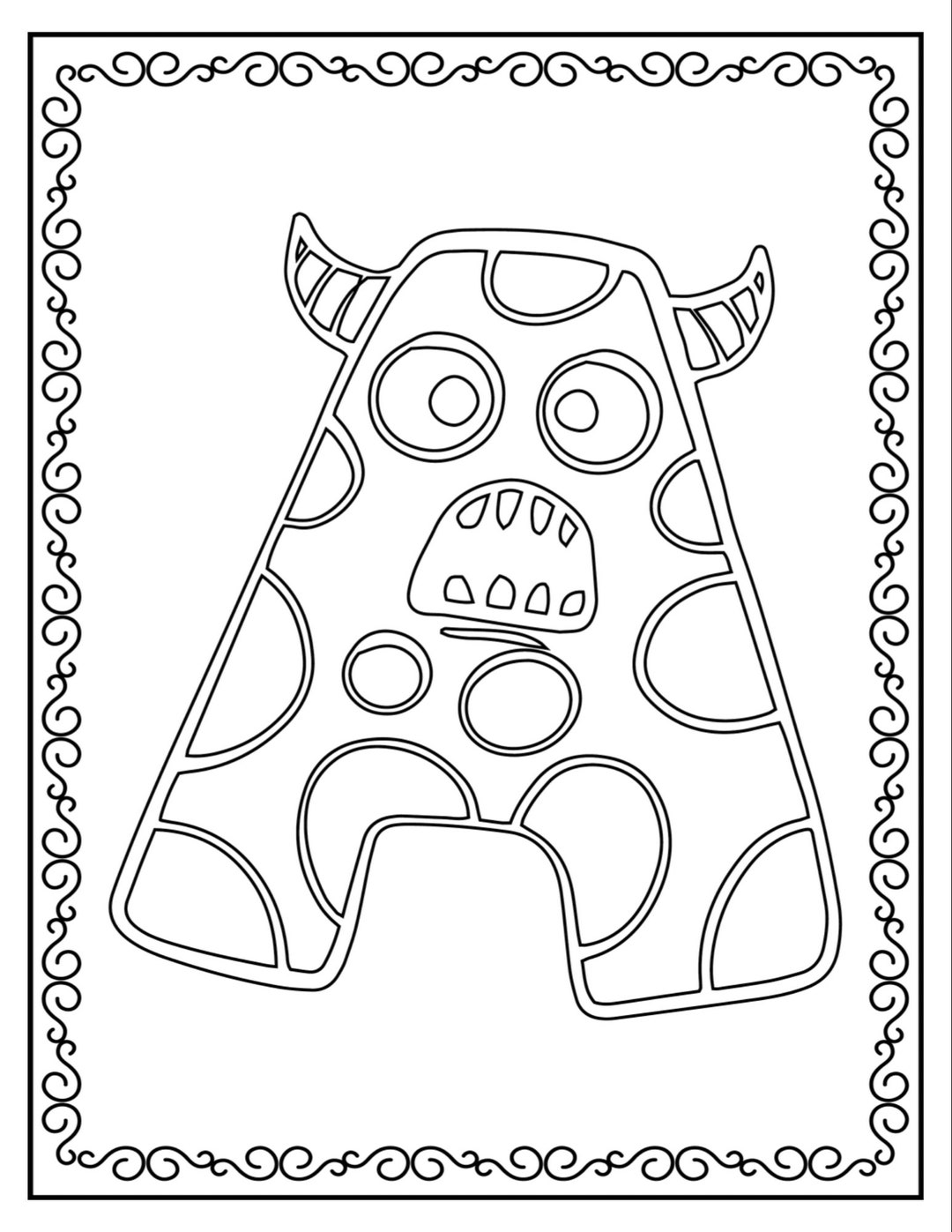 Monster Themed Alphabet A-Z Coloring Pages! - Etsy