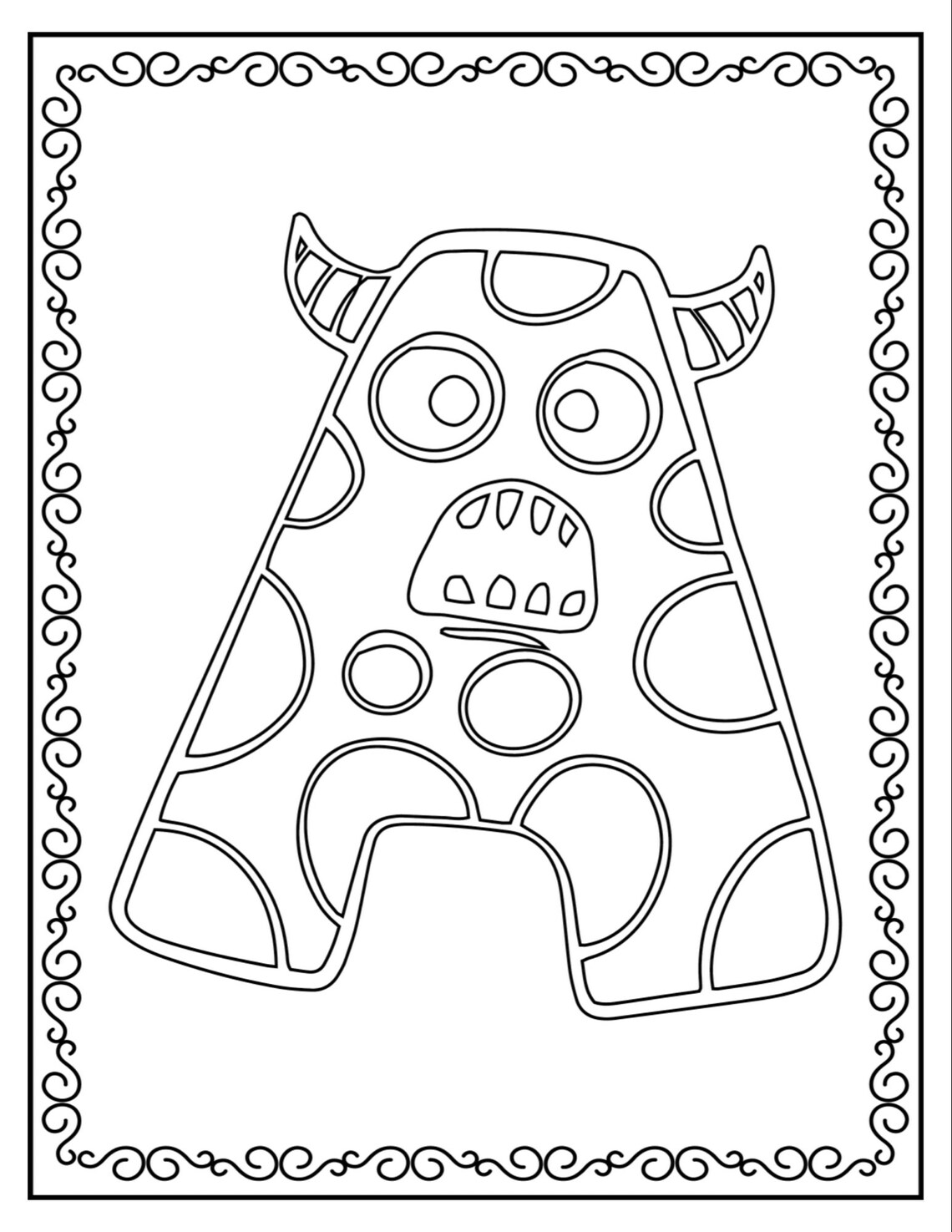 Monster Themed Alphabet A-Z Coloring Pages! - Etsy