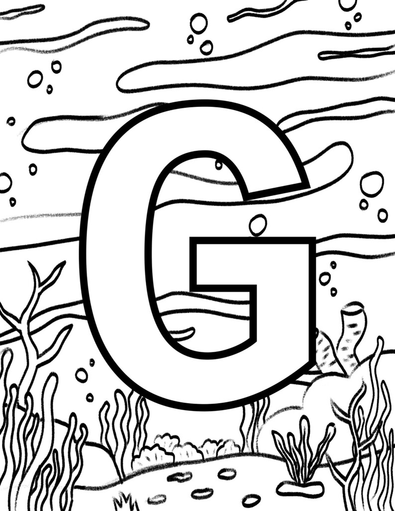 A-Z 26 Pages Underwater Themed Alphabet Coloring Pages for Kids ...