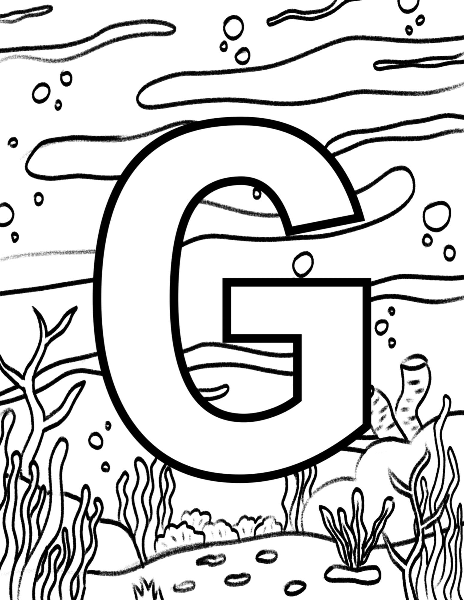 A-Z 26 Pages Underwater Themed Alphabet Coloring Pages for Kids ...