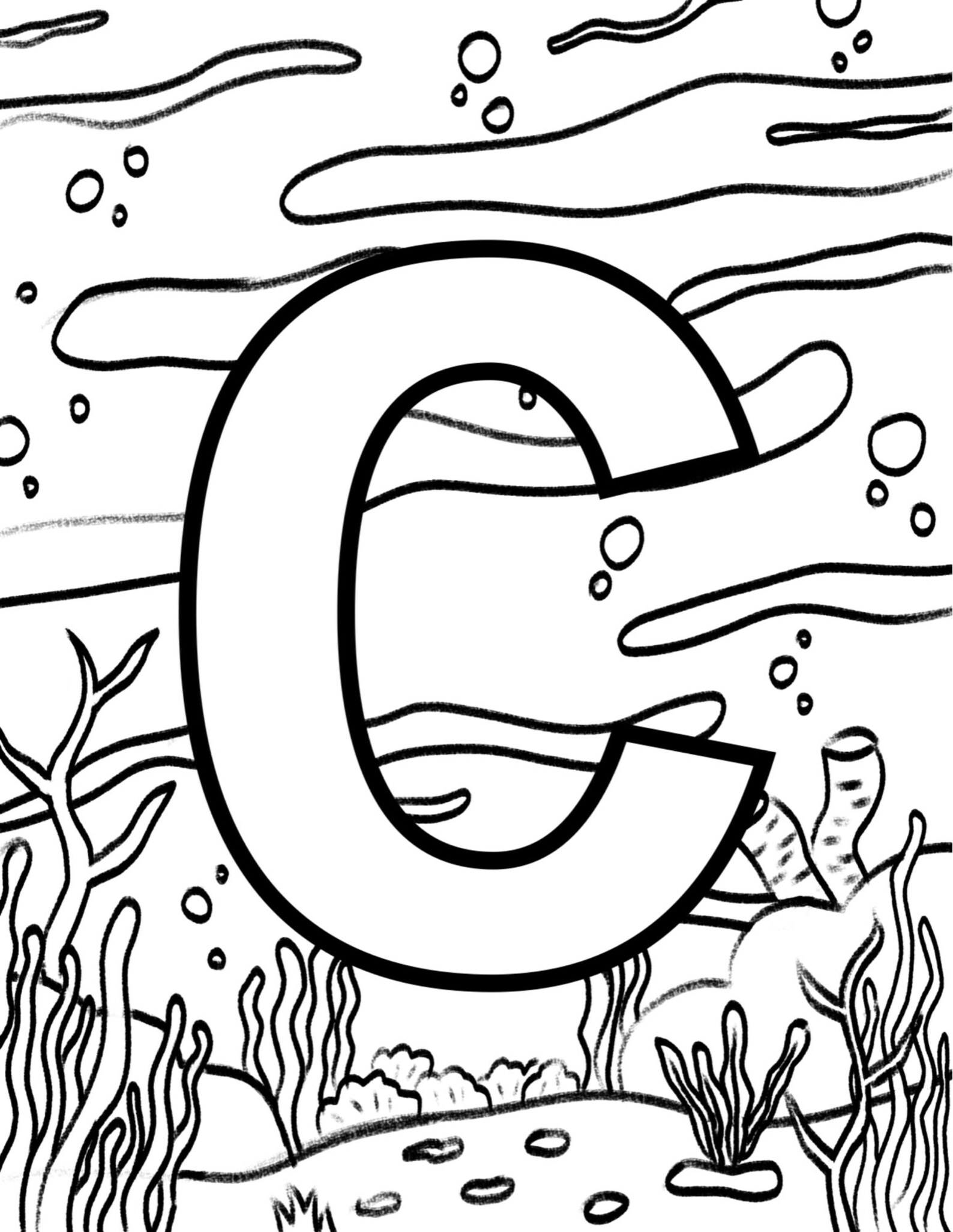 A-Z ( 26 Pages ) Underwater Themed Alphabet Coloring Pages for Kids ...