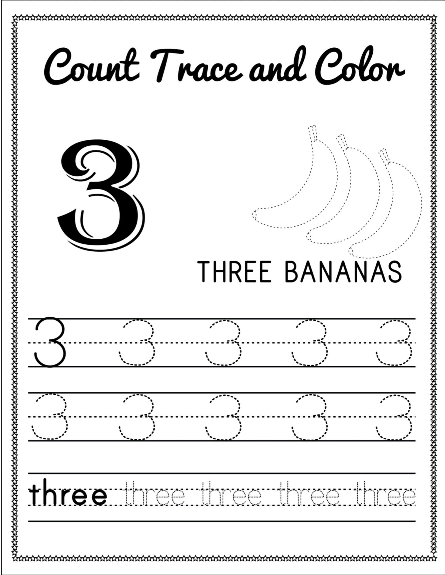 Count Trace and Color Worksheets Numbers 1-20 Great Activity for Back ...