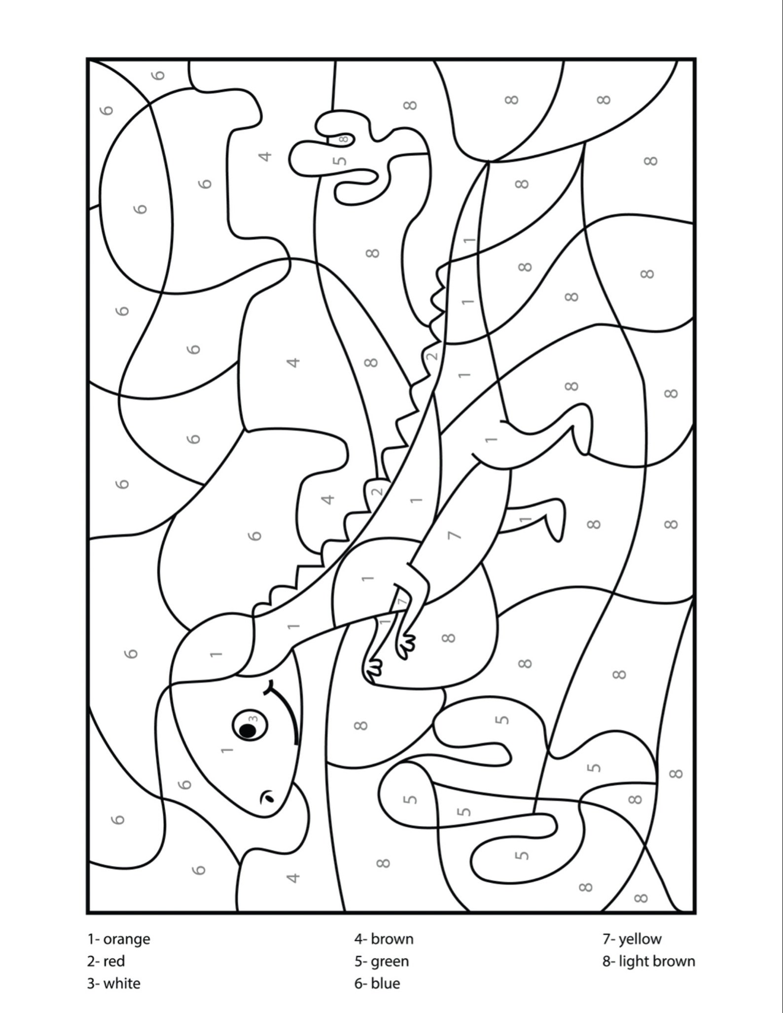10 Color by Number Dinasours Activity for Kids! Digital Print Available ...