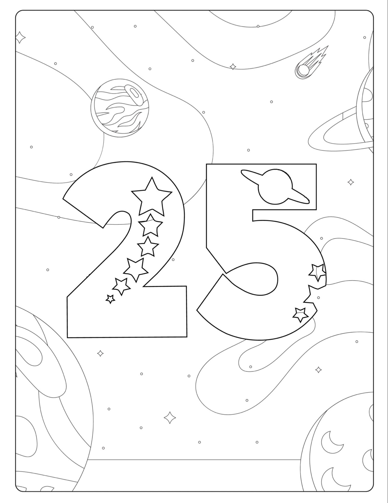 Numbers 1-25 Space Themed Coloring Worksheets Fun for All Ages! - Etsy