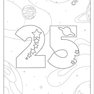 Numbers 1-25 Space Themed Coloring Worksheets Fun for All Ages! - Etsy