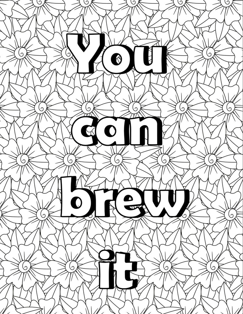 33 Pages of Coffee Themed Quotes for Coloring! Fun for Adults and ...