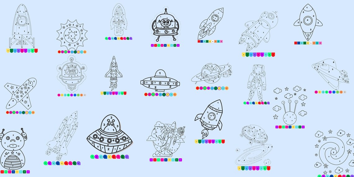 33 Pages of Space Themed Color by Numbers Worksheets! - Etsy