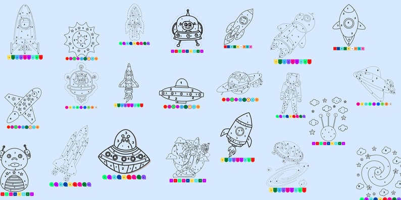 33 Pages of Space Themed Color by Numbers Worksheets! - Etsy