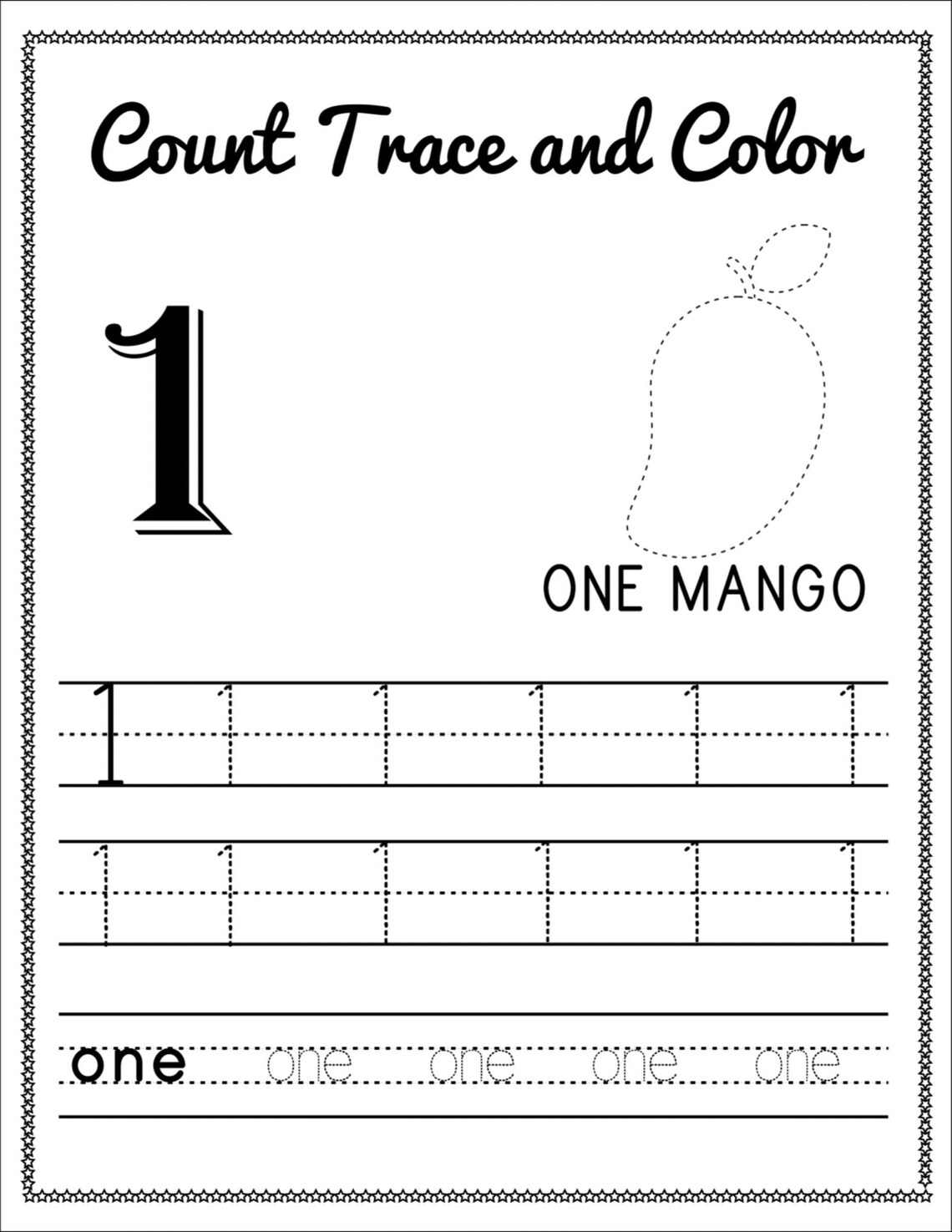 Count Trace and Color Worksheets Numbers 1-20 Great Activity for Back ...