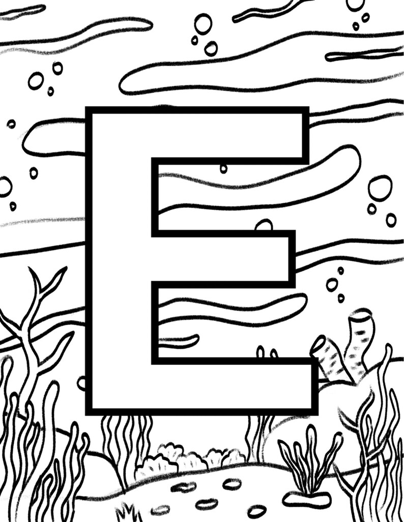 A-Z ( 26 Pages ) Underwater Themed Alphabet Coloring Pages for Kids ...