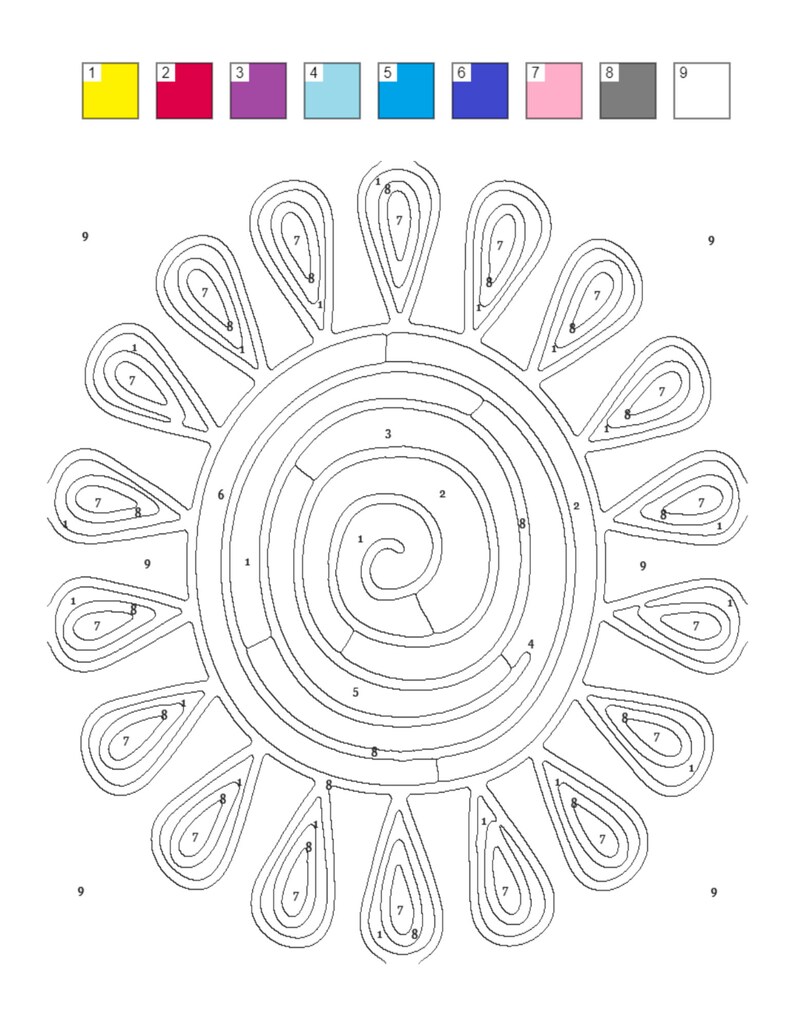 Color by Numbers Flower Worksheets - Etsy