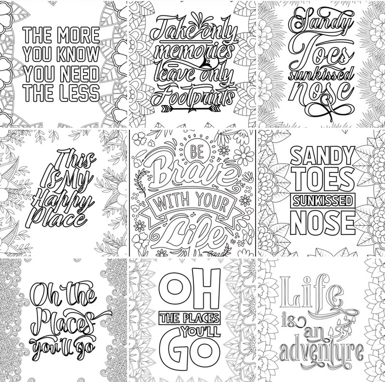 33 Pages of Fun Inspirational Quotes for Coloring! Great Activity for ...