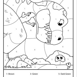 10 Color by Number Dinasours Activity for Kids! Digital Print Available ...