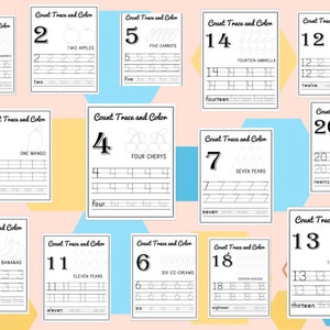 Count Trace and Color Worksheets Numbers 1-20! Great Activity for Back ...