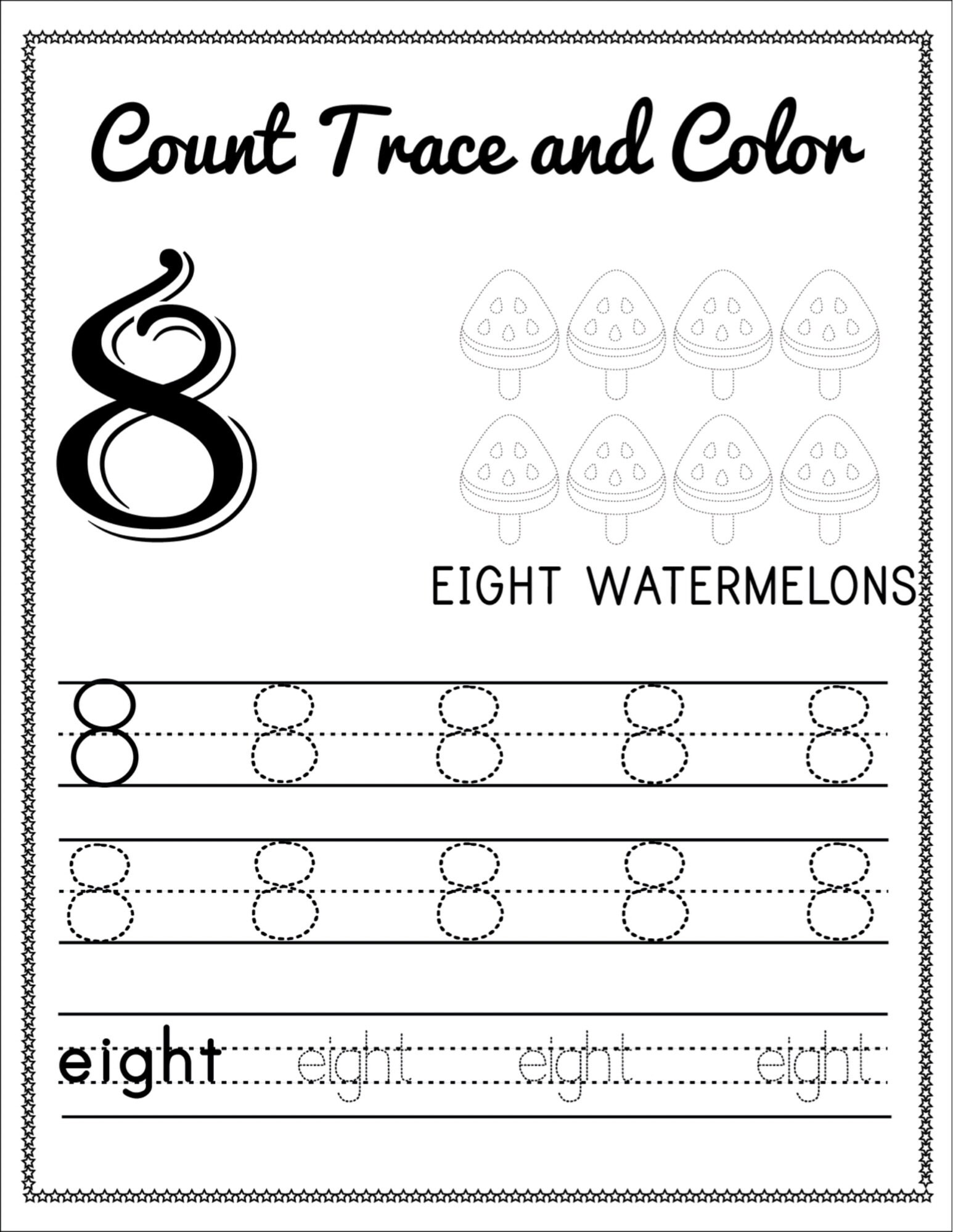 Count Trace and Color Worksheets Numbers 1-20 Great Activity for Back ...
