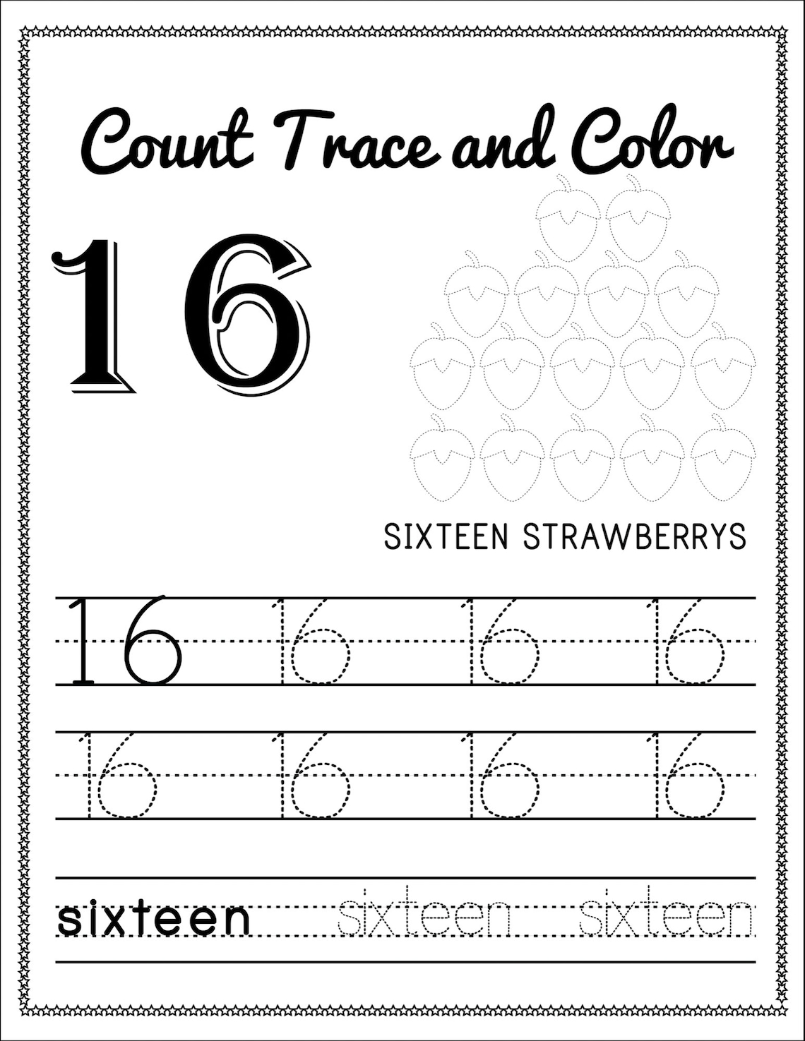 Count Trace and Color Worksheets Numbers 1-20 Great Activity - Etsy