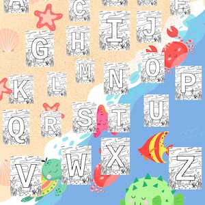 A-Z ( 26 Pages ) Underwater Themed Alphabet Coloring Pages for Kids ...
