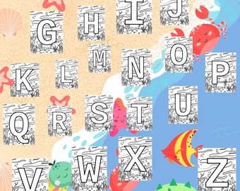 Monster Themed Alphabet A-Z Coloring Pages - Etsy