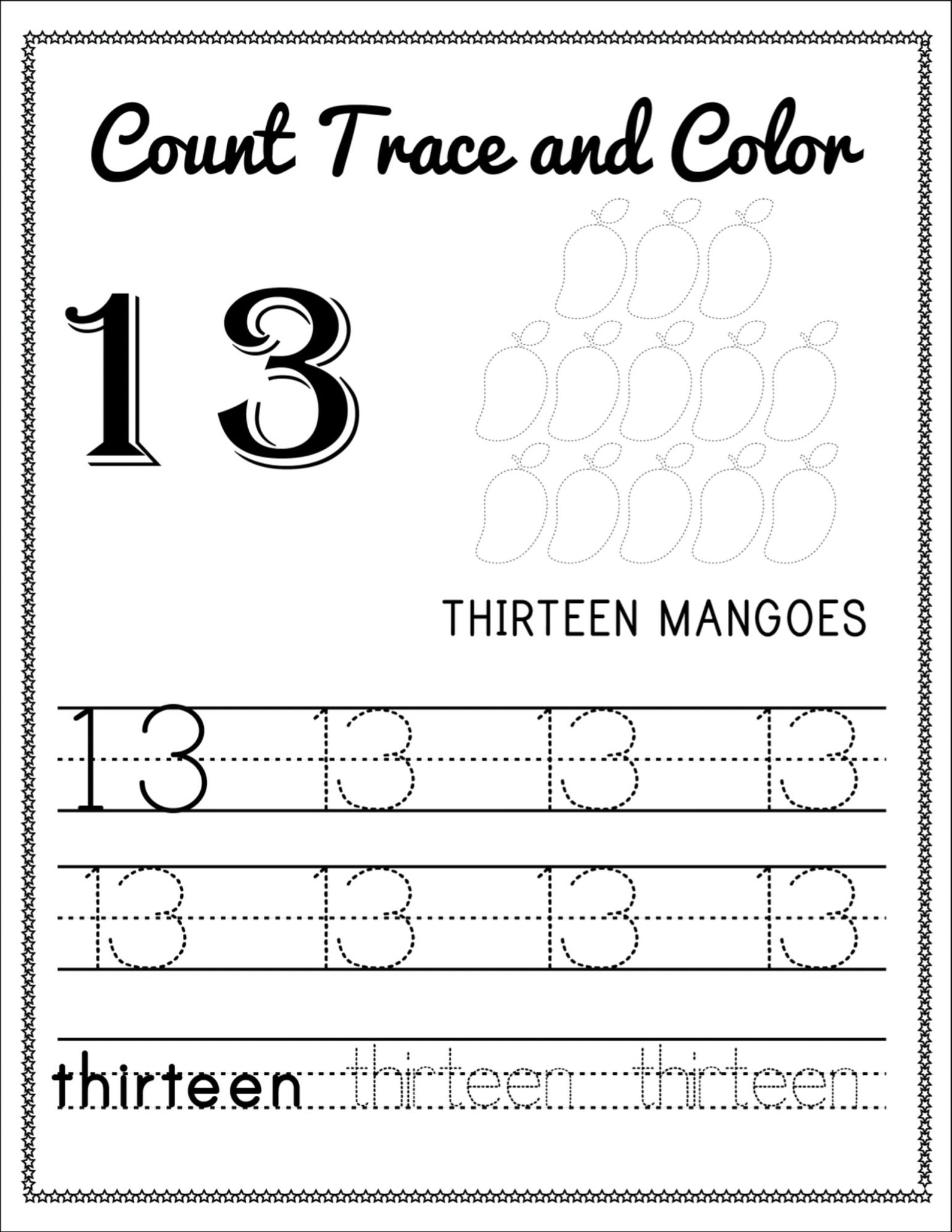Count Trace and Color Worksheets Numbers 1-20 Great Activity - Etsy